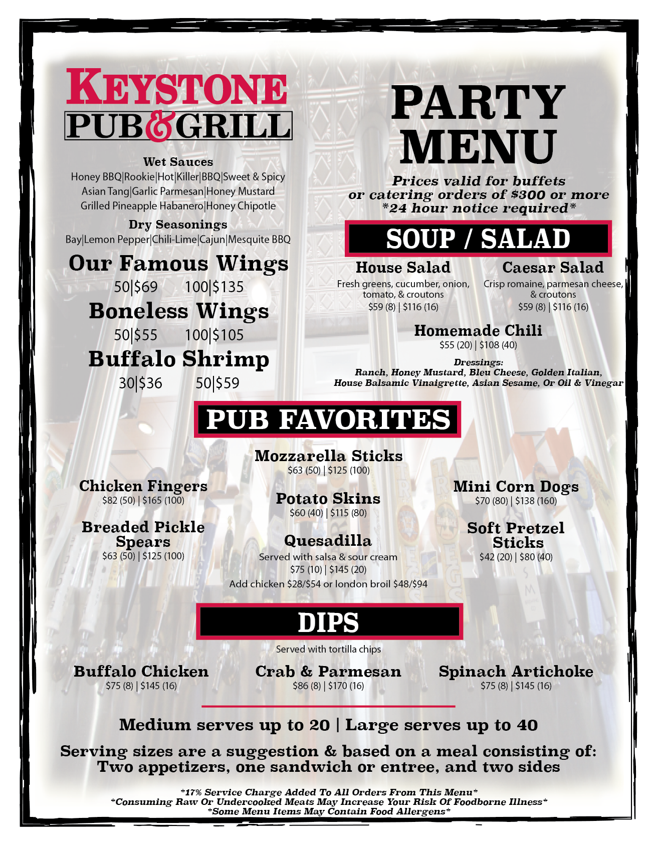 PARTY MENU Keystone Pub Grill